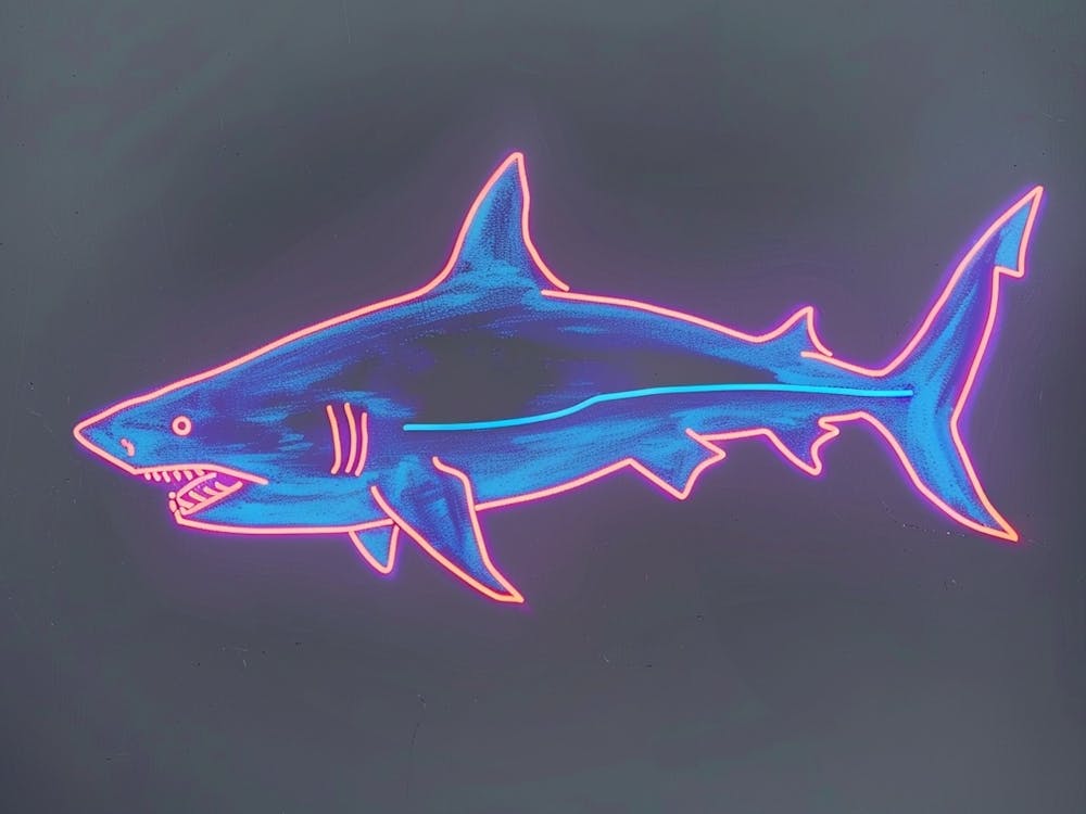 Neon Pastel Pink Blue Shark 2 Art Print by Energy of the Sea – Fy!