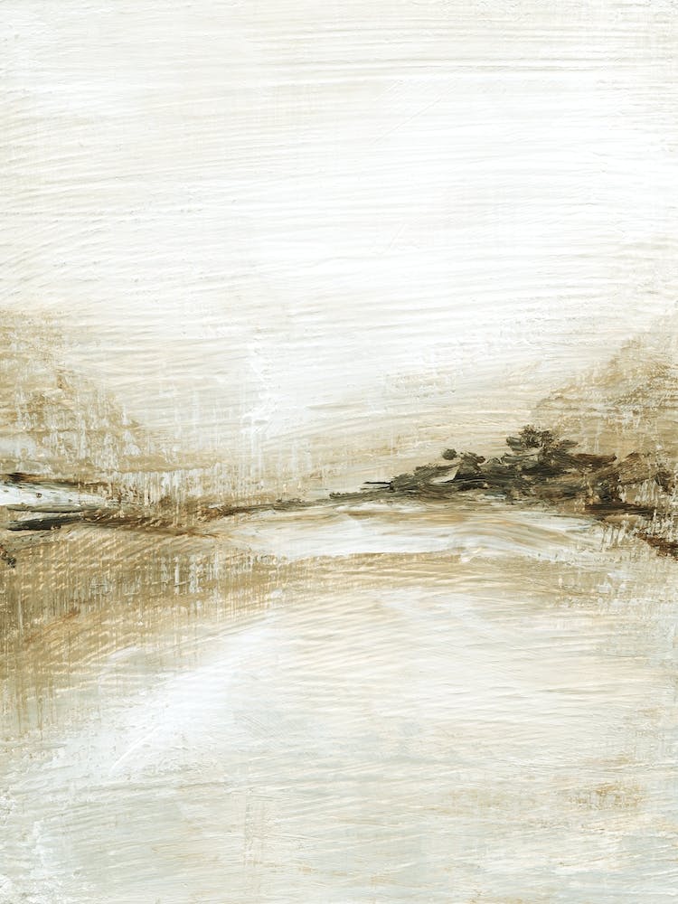 Outlook - Neutral Earth Tone Abstract Landscape Painting Art Print by Fy!
