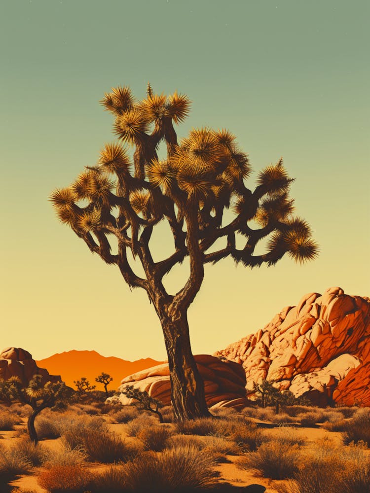 Typical Joshua Tree In Gold And Black 1 Art Print by TreeTopia Prints – Fy!