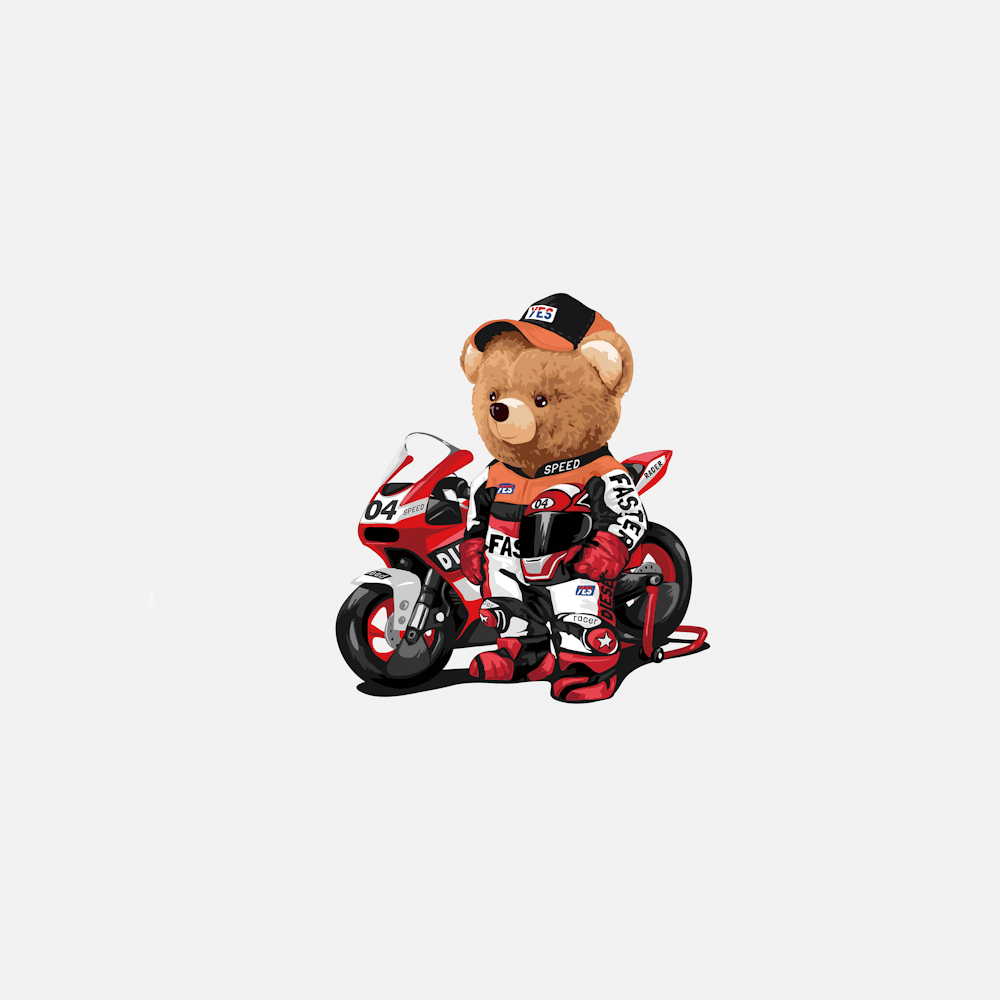 Teddy Bear On A Motorcycle Art Print by Marcel – Fy!