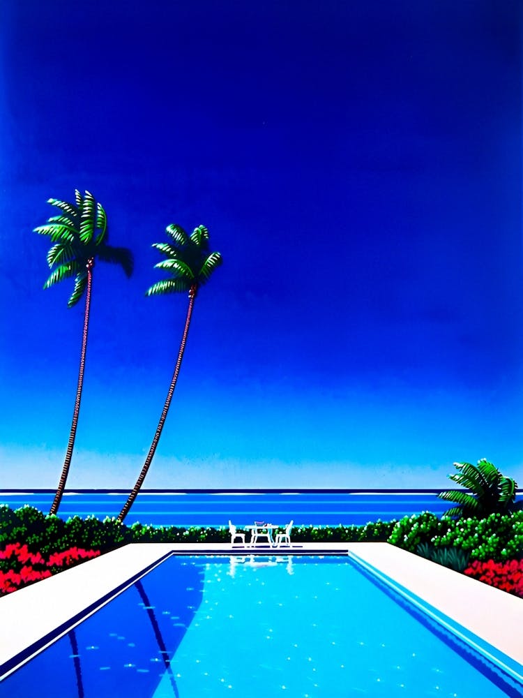 Hiroshi Nagai - Landscape, Swimming Pool 1 Art Print by Fy!