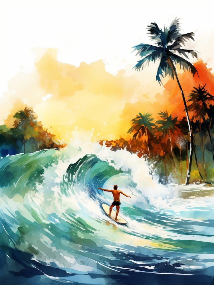 Surfing In A Wave On Whitsunday Islands Australia 1 Art Print by Sand ...