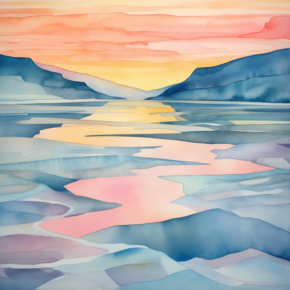 Icy Lake Sunset Art Print by Annie Robin Designs – Fy!