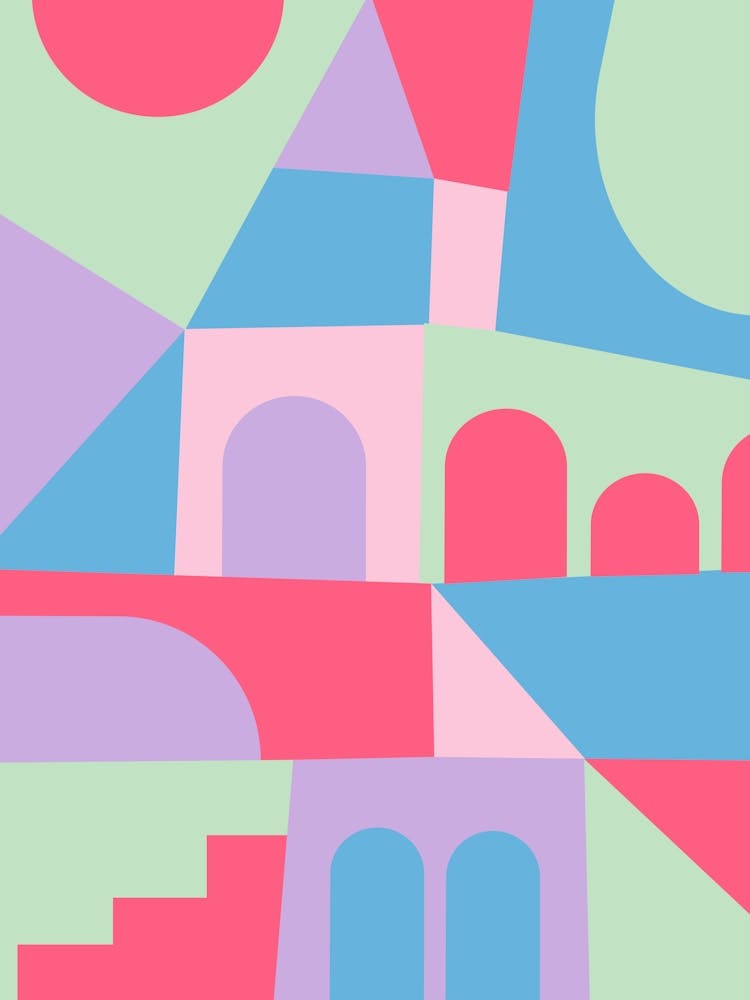 Geometric Townscape Art Print by Kim Hubball Studio – Fy!