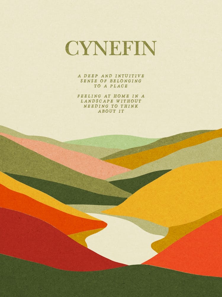 Welsh Landscape Cynefin Inspirational Quote Print Minimalist Wall Art ...