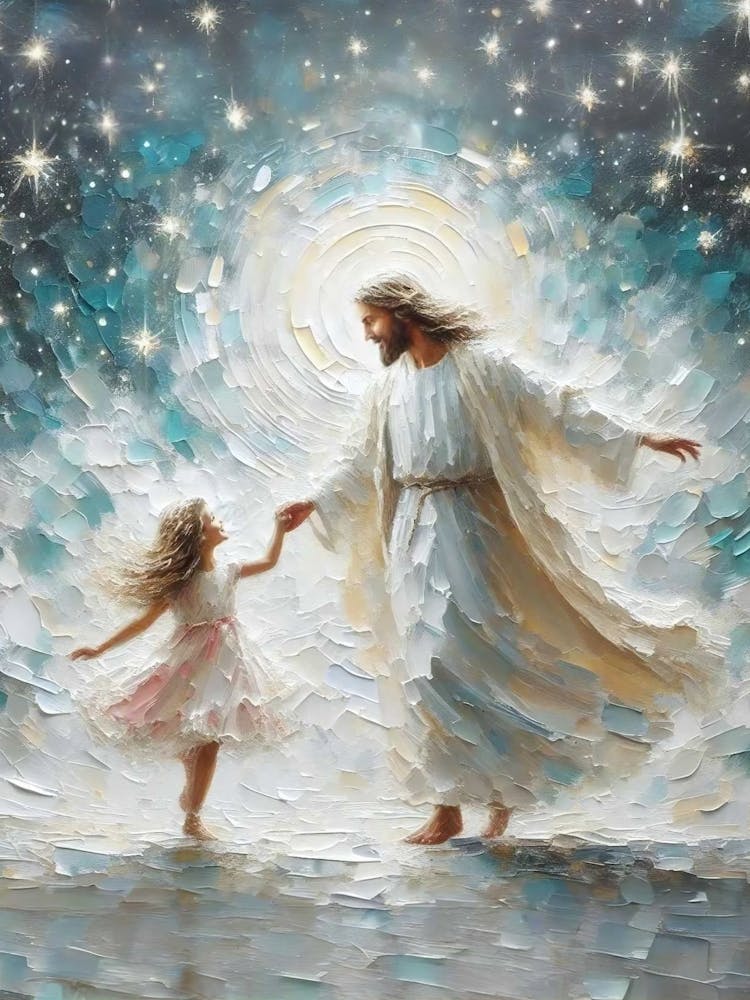 Jesus And Little Girl Dancing, Christian Wall Art, Jesus And Children ...