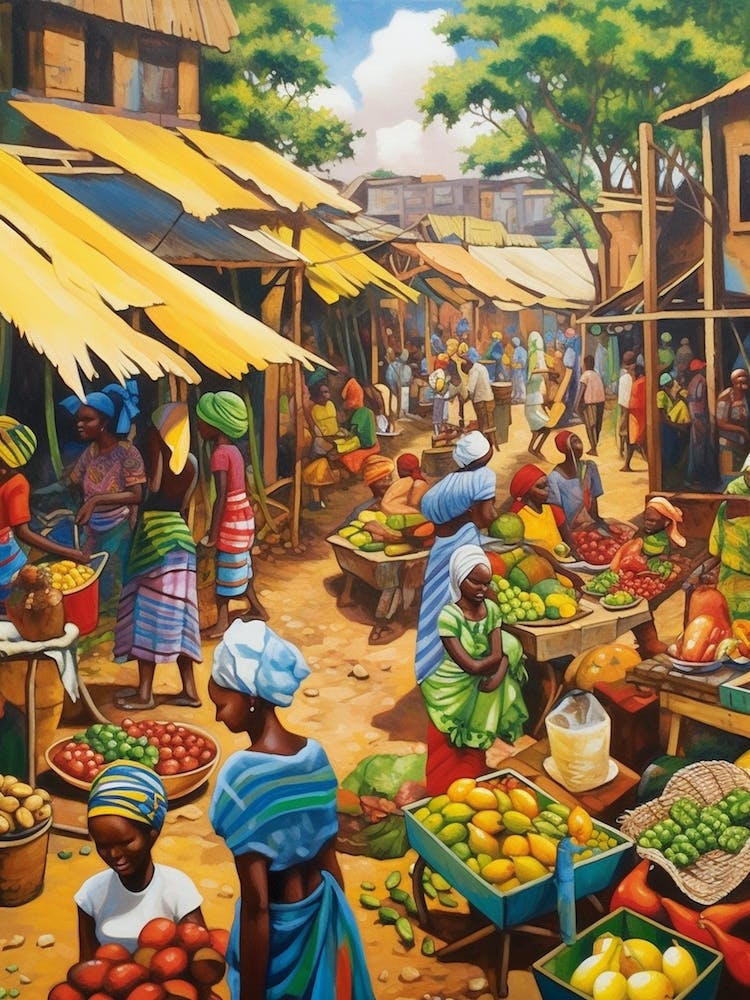 African Marketplace Matisse Inspired 1 Art Print by AfroFusion – Fy!