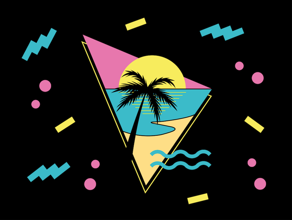 Memphis Pattern Retro Dreamwave 80s Pink Vintage 90s Synthwave Palmtree ...
