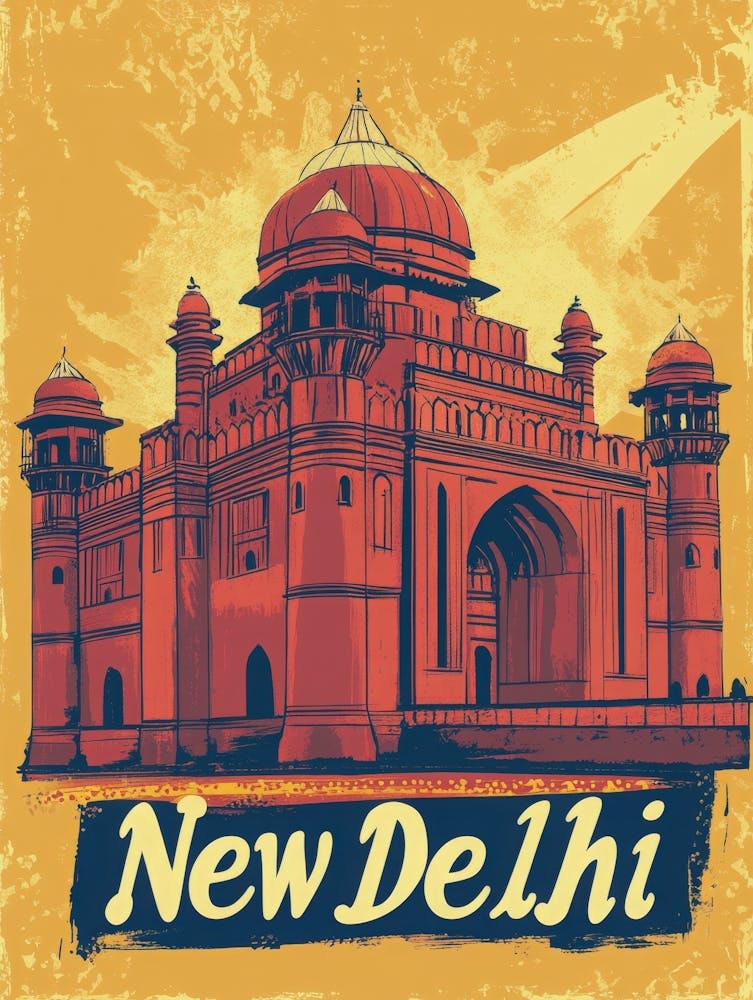 Aihrgdesign A Retro Travel Poster For New Delhi 1 Art Print by ...