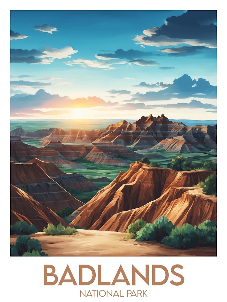 Affiche de voyage Badlands National Park Art Print by Frame the World – Fy!