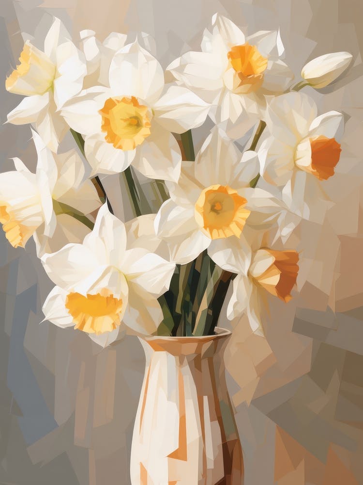 Daffodil Flower Still Life Painting 2 Dreamy Art Print by Flora ...