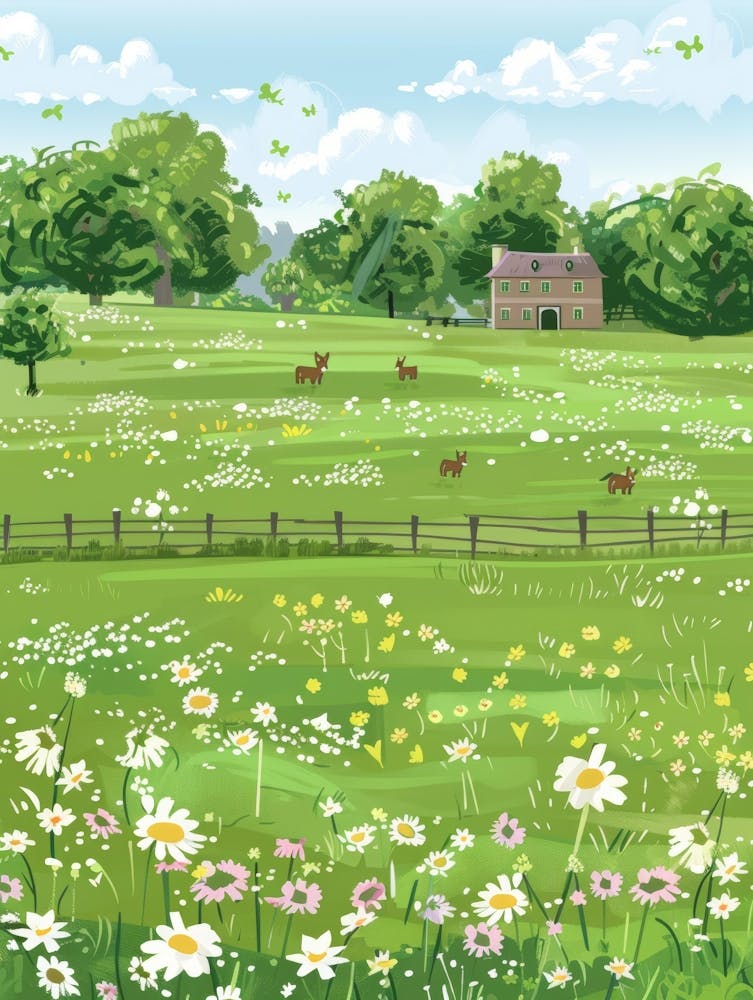 Illustration Of A Meadow Art Print by Moving Clouds Art – Fy!