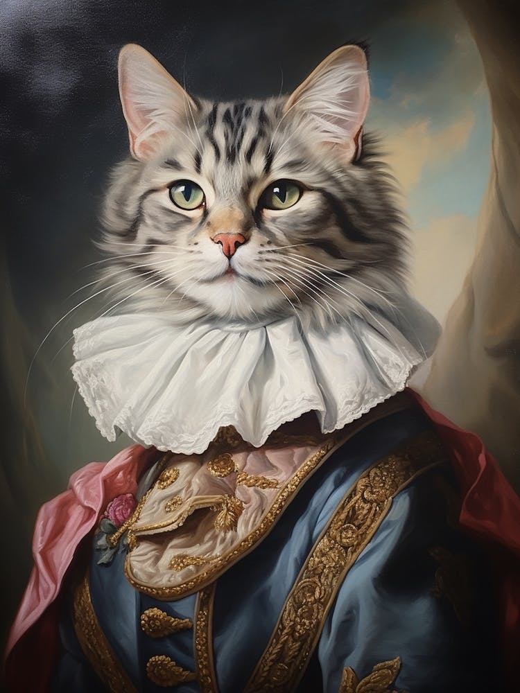 Royal Cat Portrait Rococo Style 1 Art Print by Meowsterpieces – Fy!