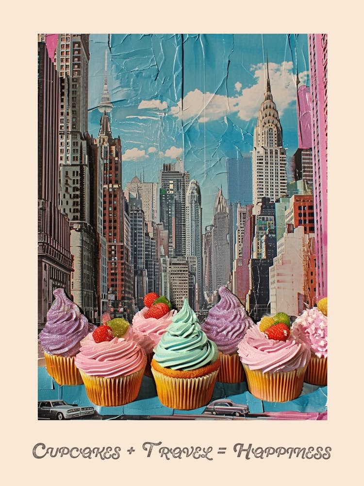 Cupcakes + Travel = Happiness Poster Art Print by Bubblegum Kitsch – Fy!