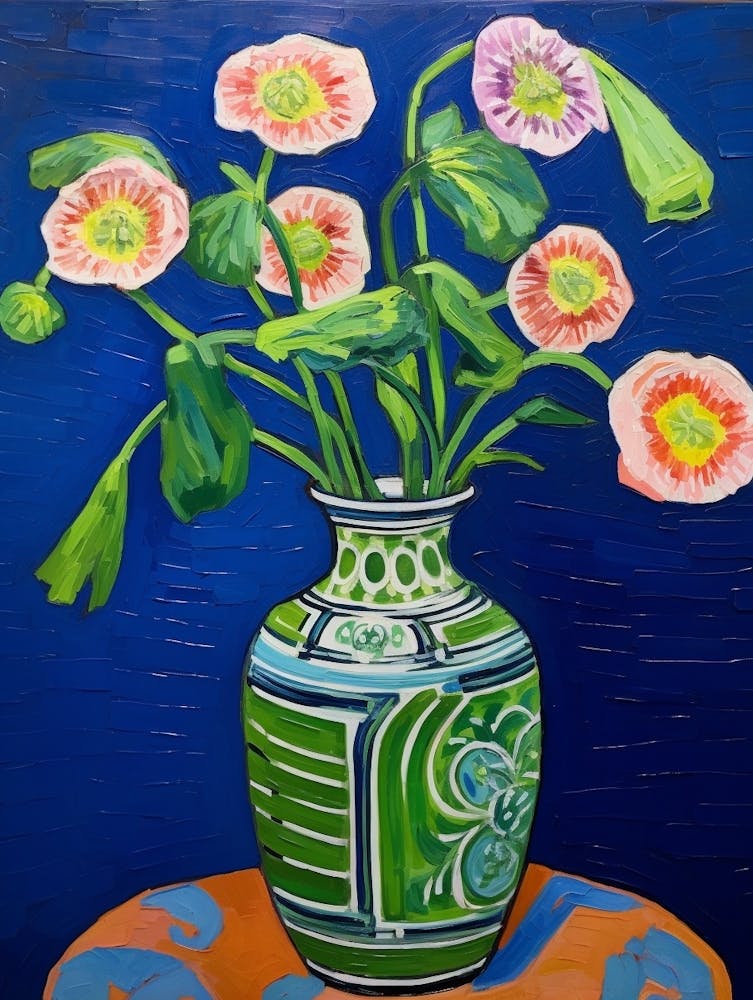 Flowers In A Vase Still Life Painting Flax Flower 2 Art Print by ...