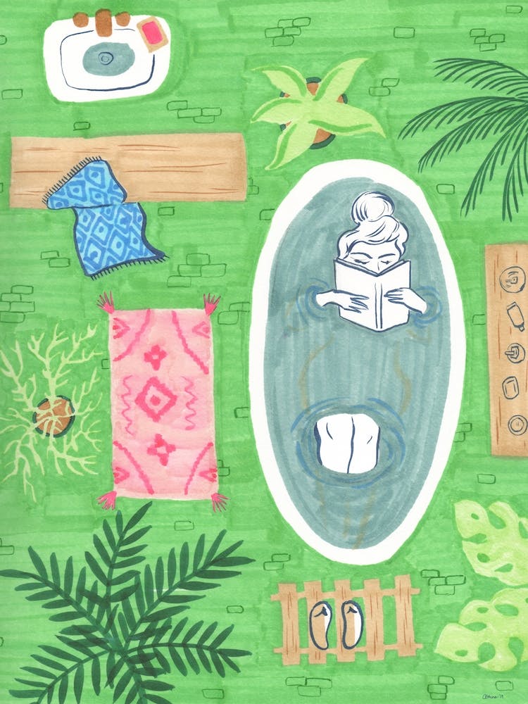 Green Tiled Bath Art Print by Amanda Atkins – Fy!