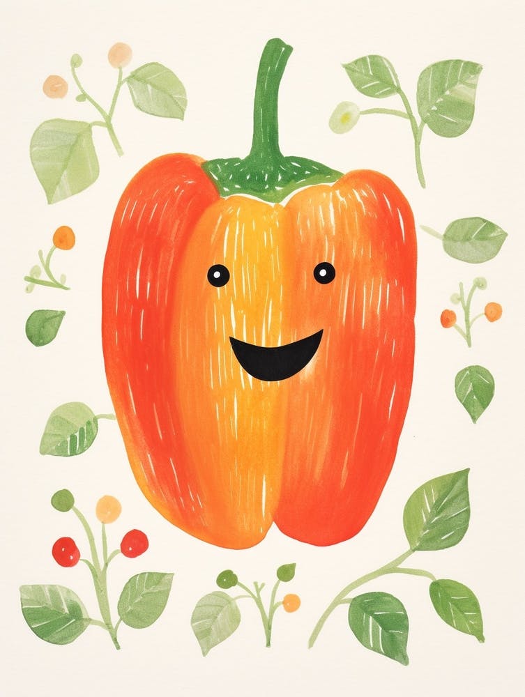 Friendly Kids Bell Pepper 1 Art Print by Scribble Studio – Fy!