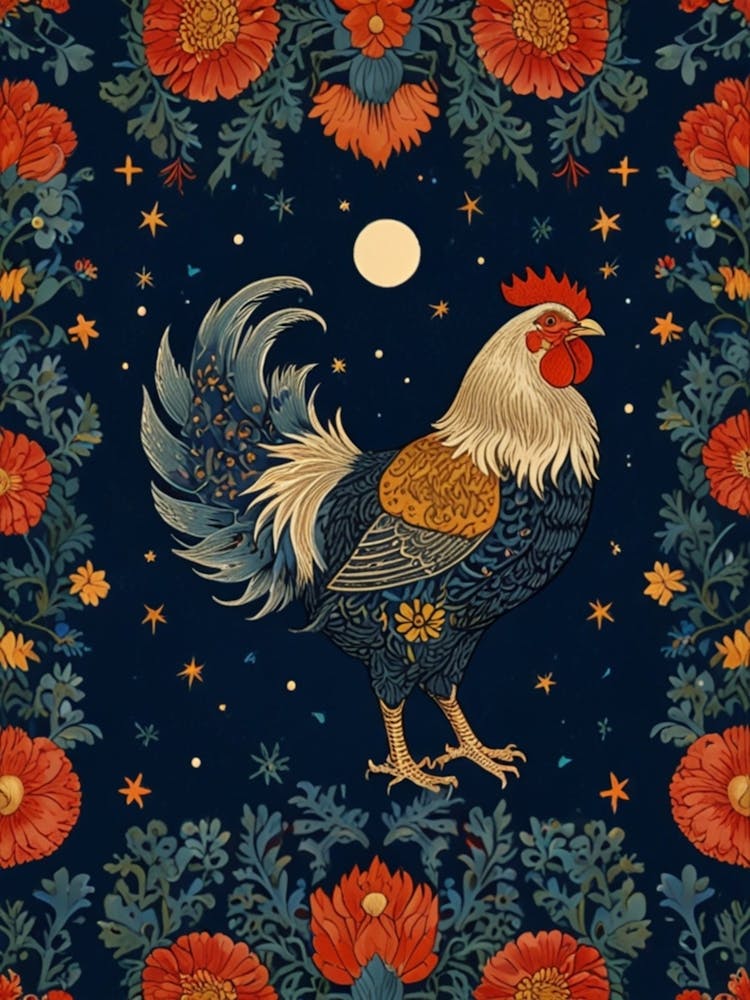 William Morris Rooster 1 Art Print by Len Len – Fy!