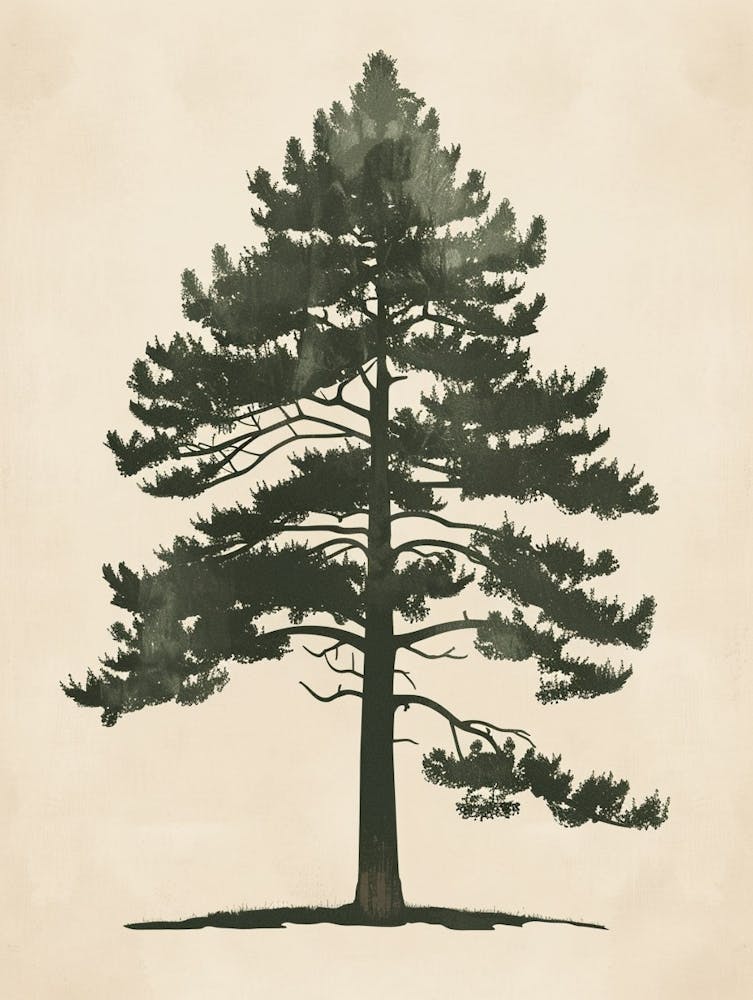 Cedar Tree Minimal Japandi Illustration 4 Art Print by Bough And Bloom ...