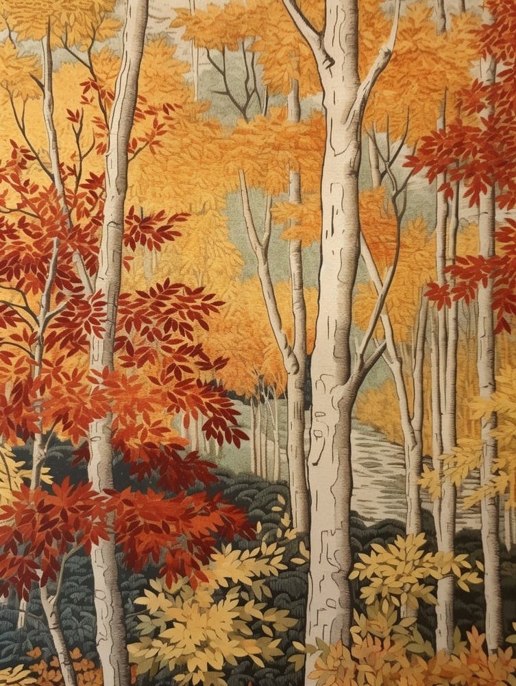 Birch 1 Vintage Autumn Tree Print Art Print by Autumn Aura Prints – Fy!