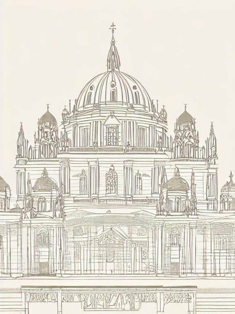 Berliner Dom Berlin Boho Landmark Illustration Art Print by Landmark ...