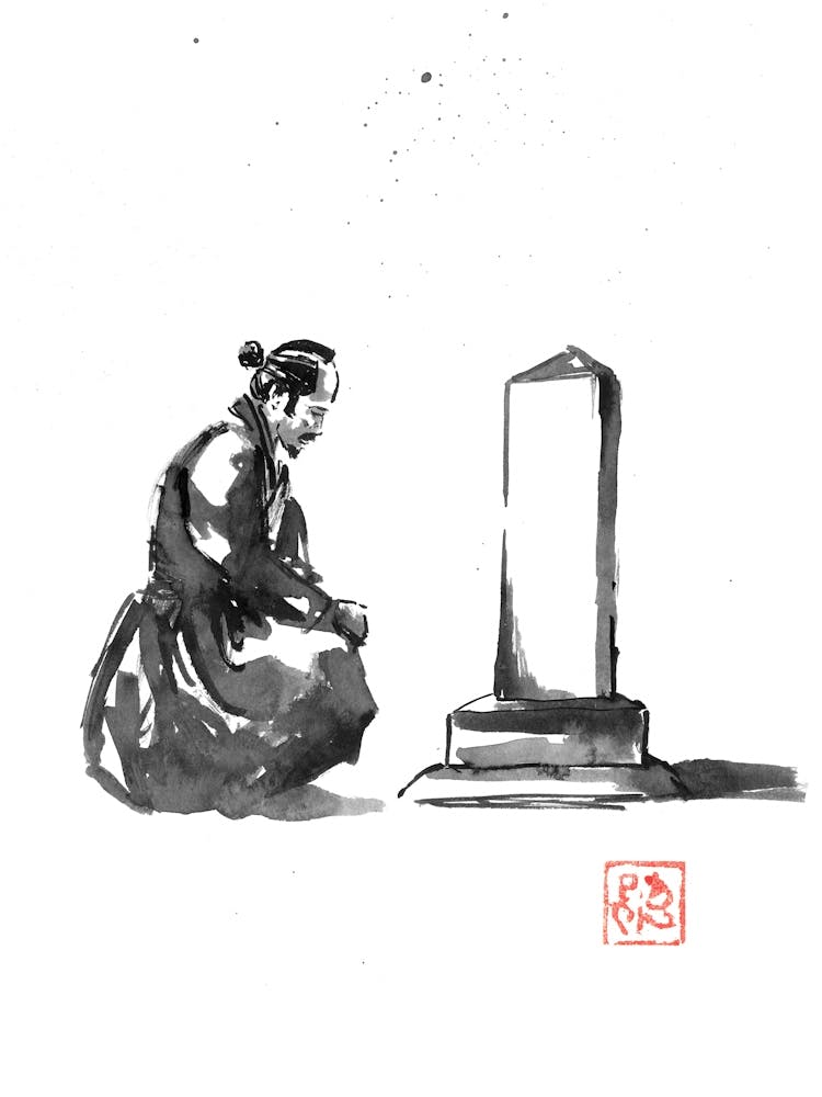 Samurai Grieving Art Print by Pechane Sumie – Fy!