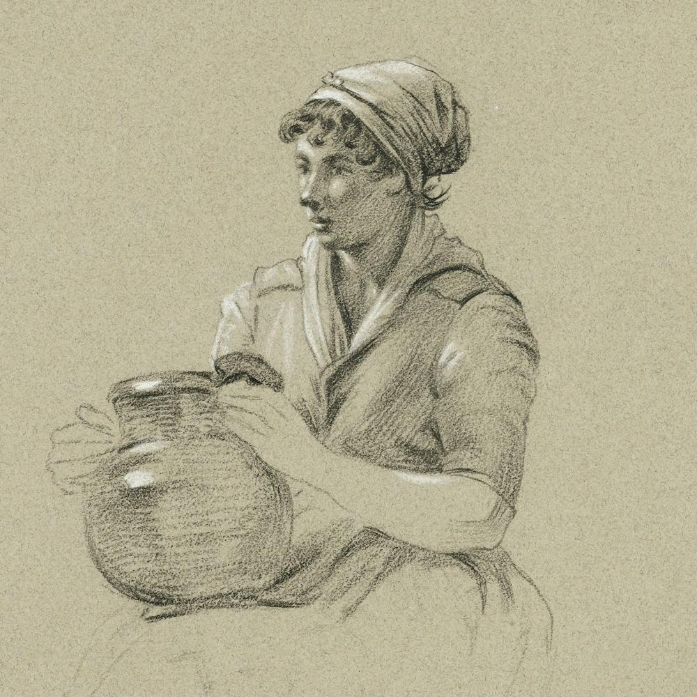 Sitting Girl With A Big Jug, Jean Bernard Art Print by Fy! Classic Art ...