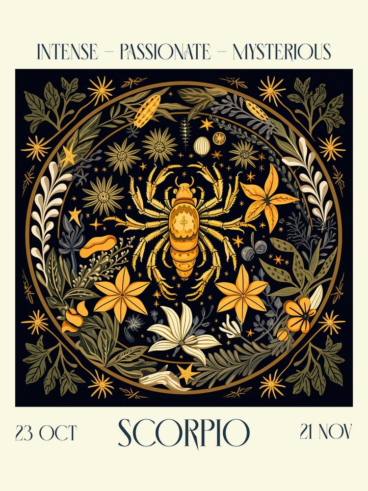 Scorpio William Morris Zodiac Astral Sign Art Print by Mambo – Fy!