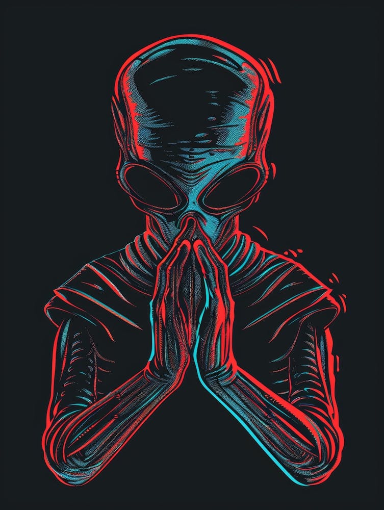 Alien Praying Art Print by Moving Clouds Art – Fy!
