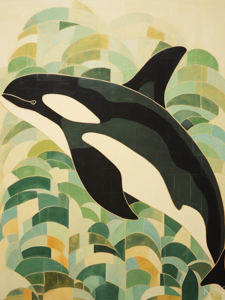 Abstract Orca Whale Geometric Collage 1 Art Print by Energy of the Sea ...