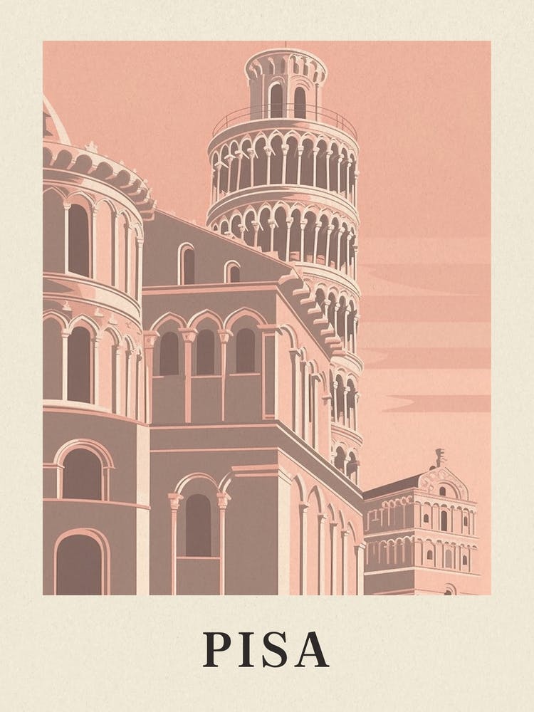 Pisa Vintage Pink Italy Poster Art Print by MedArt – Fy!