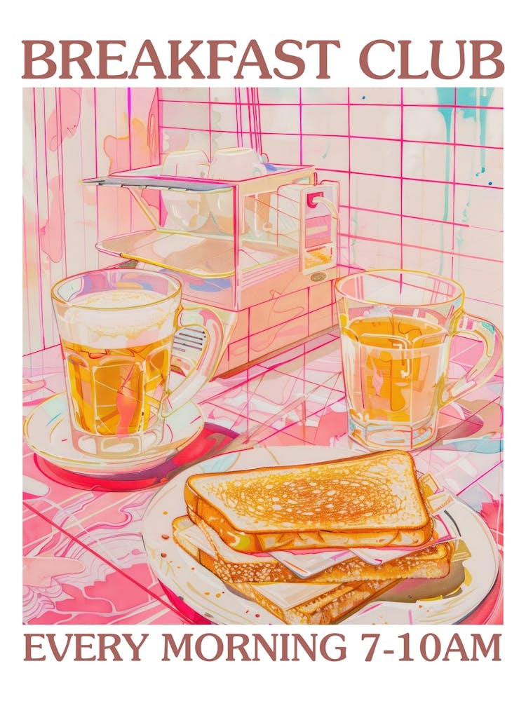 Breakfast Club Coffee And Toastie 1 Art Print by Pudding Palette – Fy!