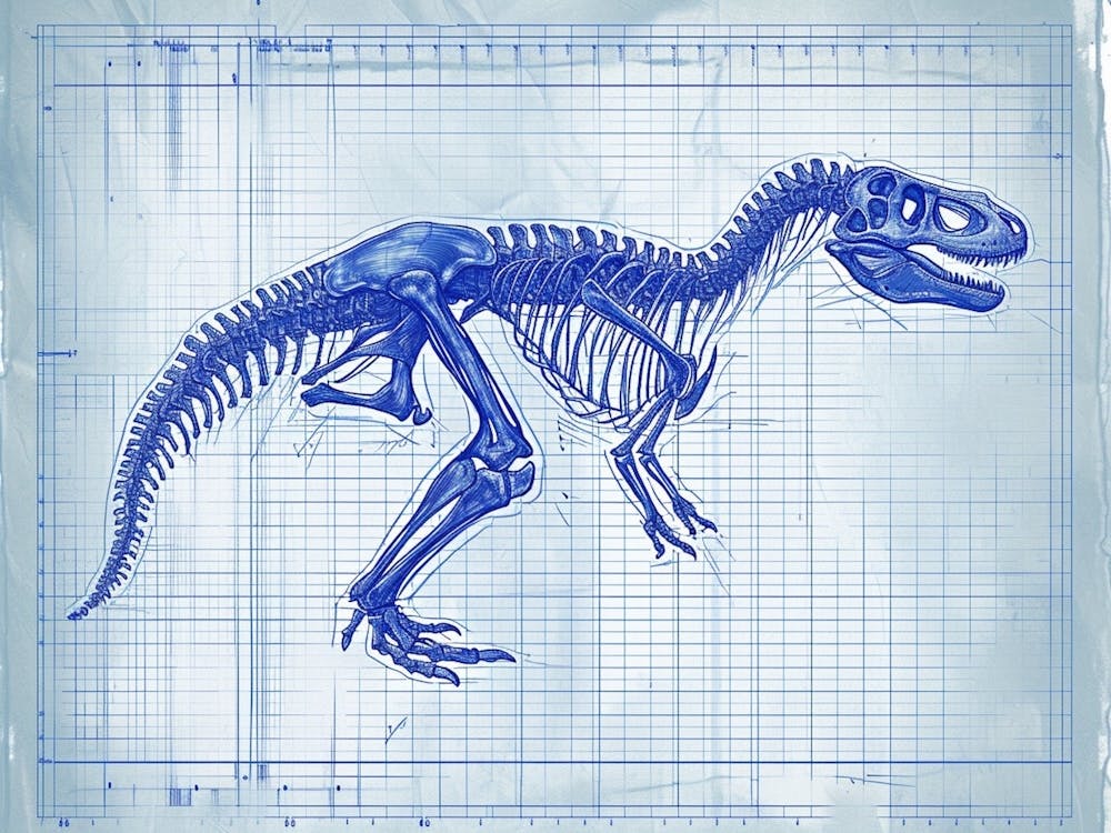 Dryosaurus Skeleton Hand Drawn Blueprint 2 Art Print by Dino Delights – Fy!