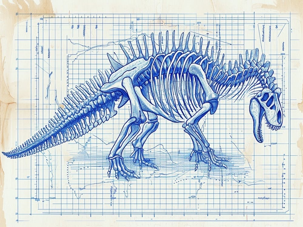 Dimetrodon Dinosaur Skeleton Blueprint Inspired Art Print by Dino ...