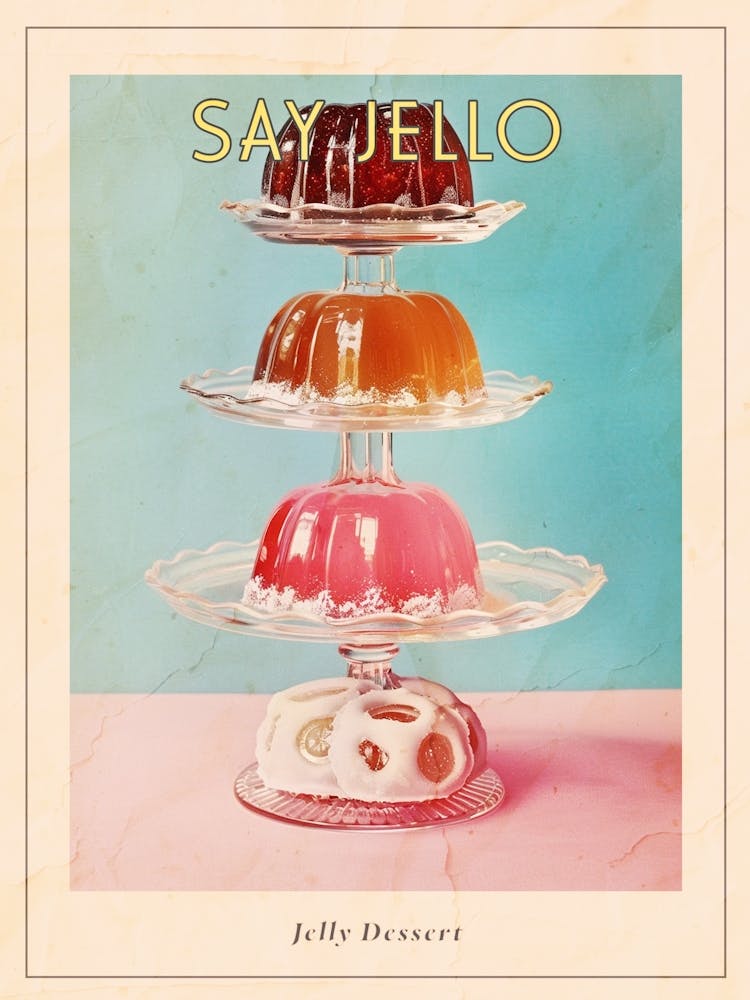 Jelly Dessert Platter Retro Collage 3 Poster Art Print by Bubblegum ...