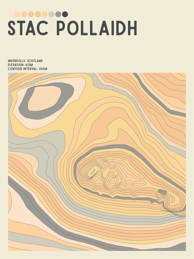 Stac Pollaidh Scotland Topographic Contour Map Art Print by Counter ...