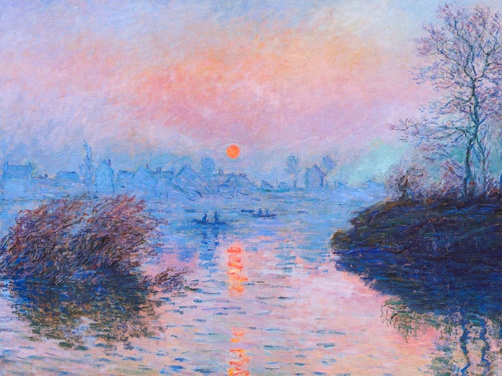 Claude Monet French Painting "Sunset on the Seine at Lavacourt Winter ...