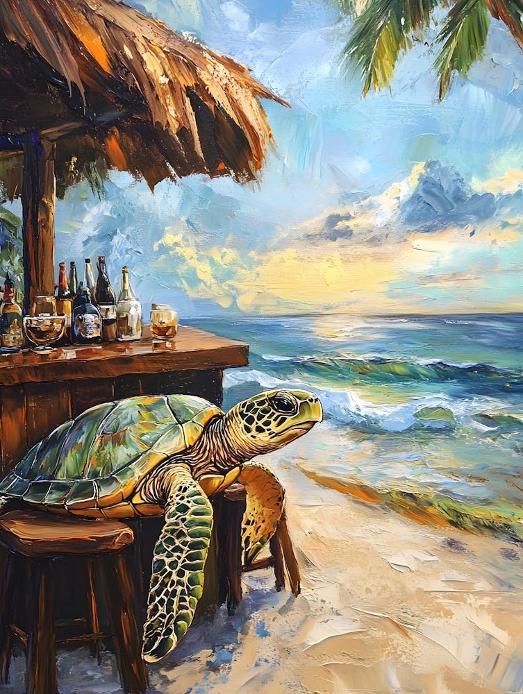Sea Turtle At The Beach Bar 8 Art Print by S.K. Coghlan – Fy!