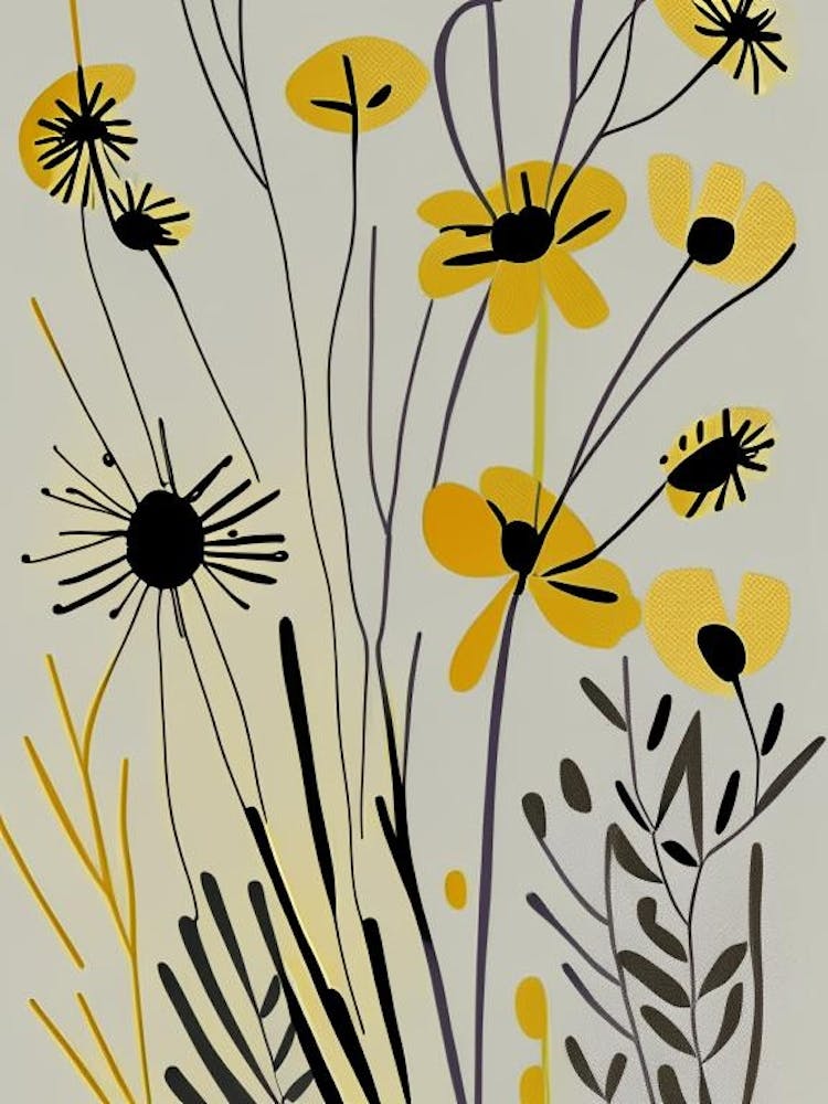Tickseed Wildflower Modern Muted Colours 1 Art Print by Wildflower ...