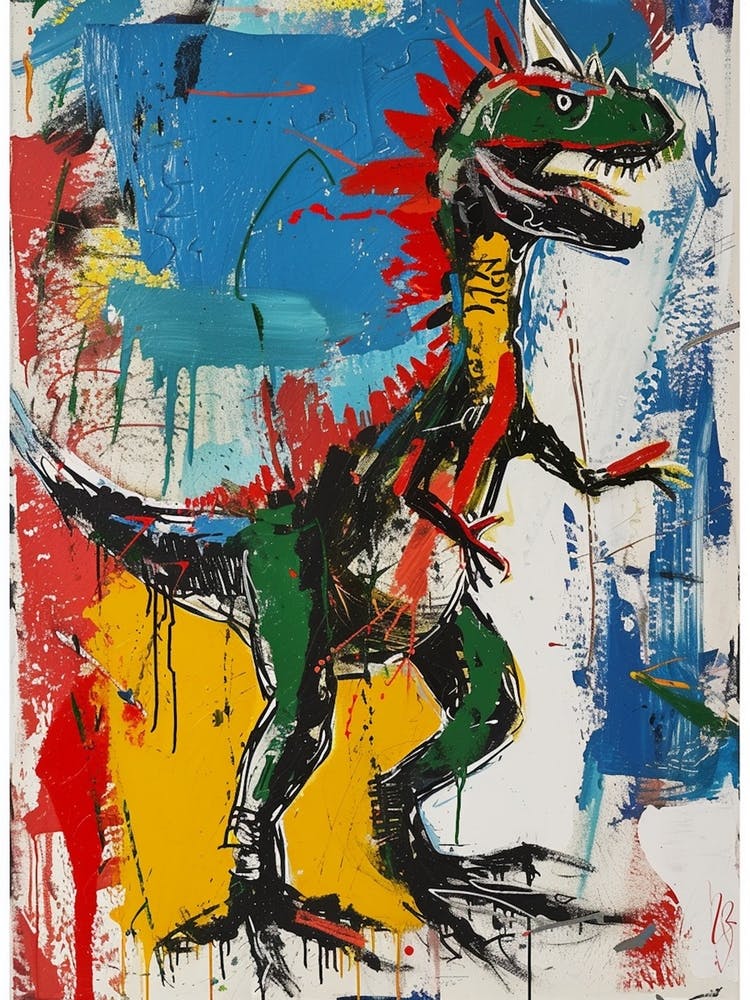 Wild Cartoon Brushstroke Dinosaur 2 Art Print by Dino Delights – Fy!