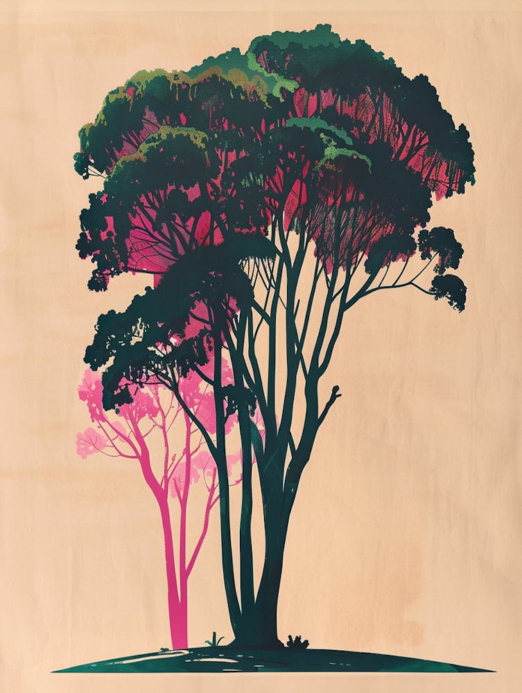 Mahogany Tree Colourful Illustration 4 Art Print by Bough And Bloom ...