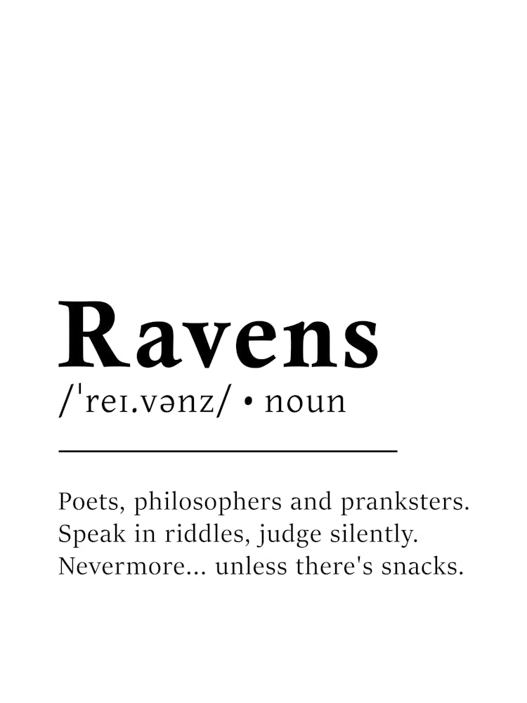 Ravens Definition Poster - Dictionary Art Print by Panda Zen Studios – Fy!