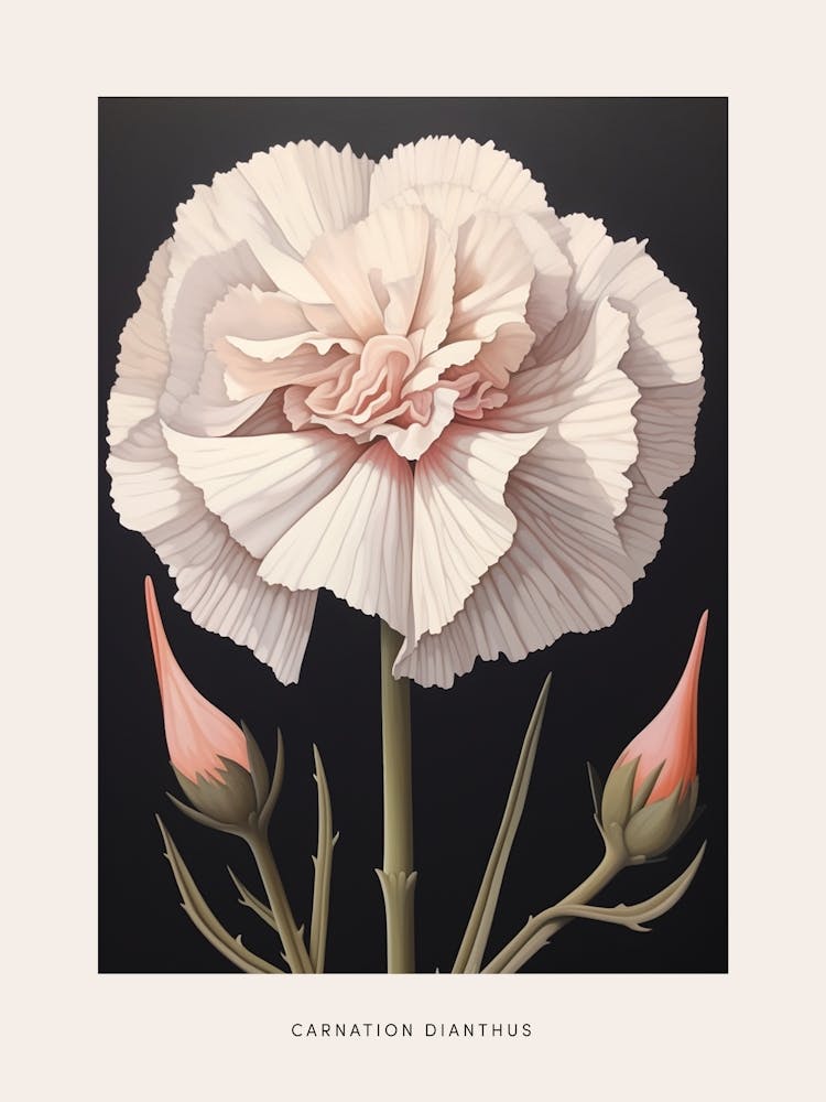 Flower Illustration Carnation Dianthus 4 Poster Art Print by Botanic ...