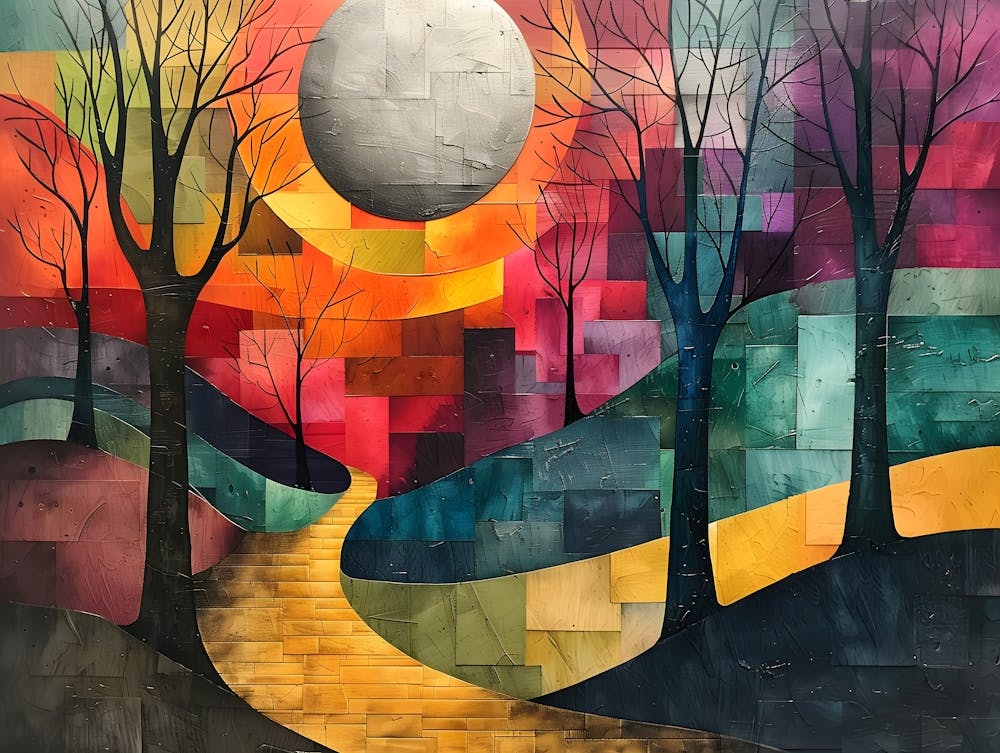 Sunset Path, Cubism Art Print by Moisky – Fy!