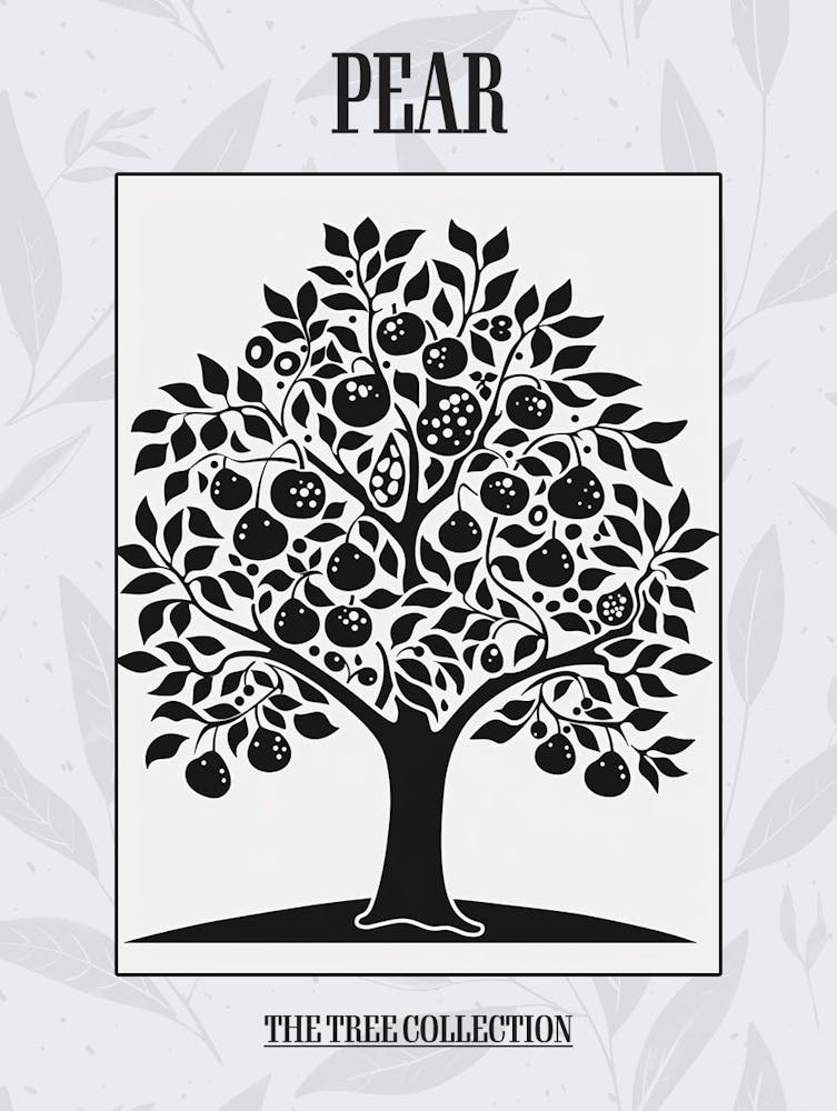 Pear Tree Simple Geometric Nature Stencil 4 Poster Art Print by Bough ...
