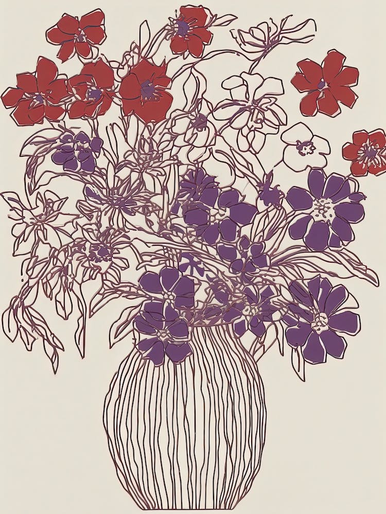 Floral Still Life Sketch Line Art 5 Art Print by Fusion Designs – Fy!