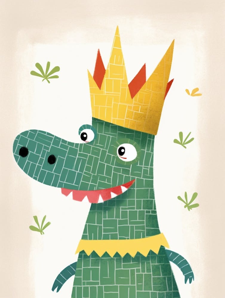 Little Alligator 1 Wearing A Crown Art Print by Scribble Studio – Fy!