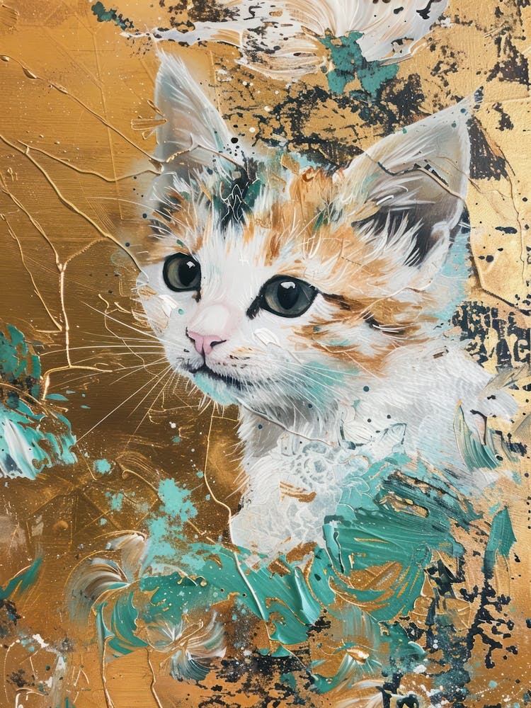 Kitten Gold Effect Collage 3 Art Print by Tropic of Eden – Fy!