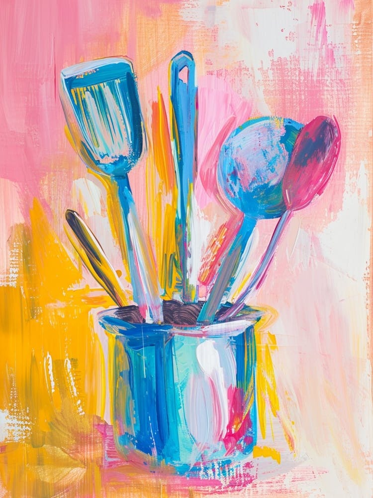 Kitsch Kitchen Utensils Painting 2 Art Print by Bubblegum Kitsch – Fy!