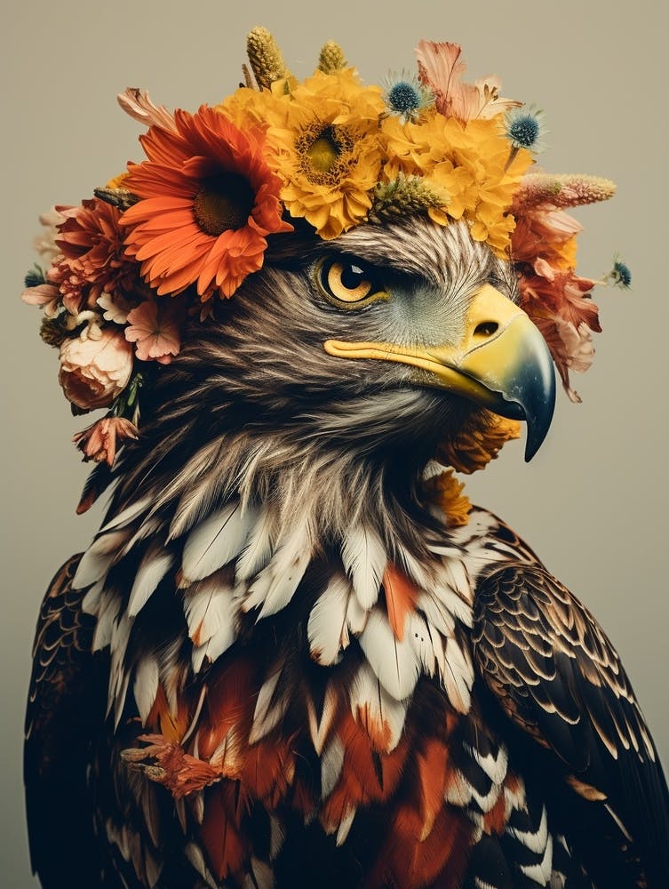 Bird With A Flower Crown Hawk 2 Art Print by Feathered Muse – Fy!